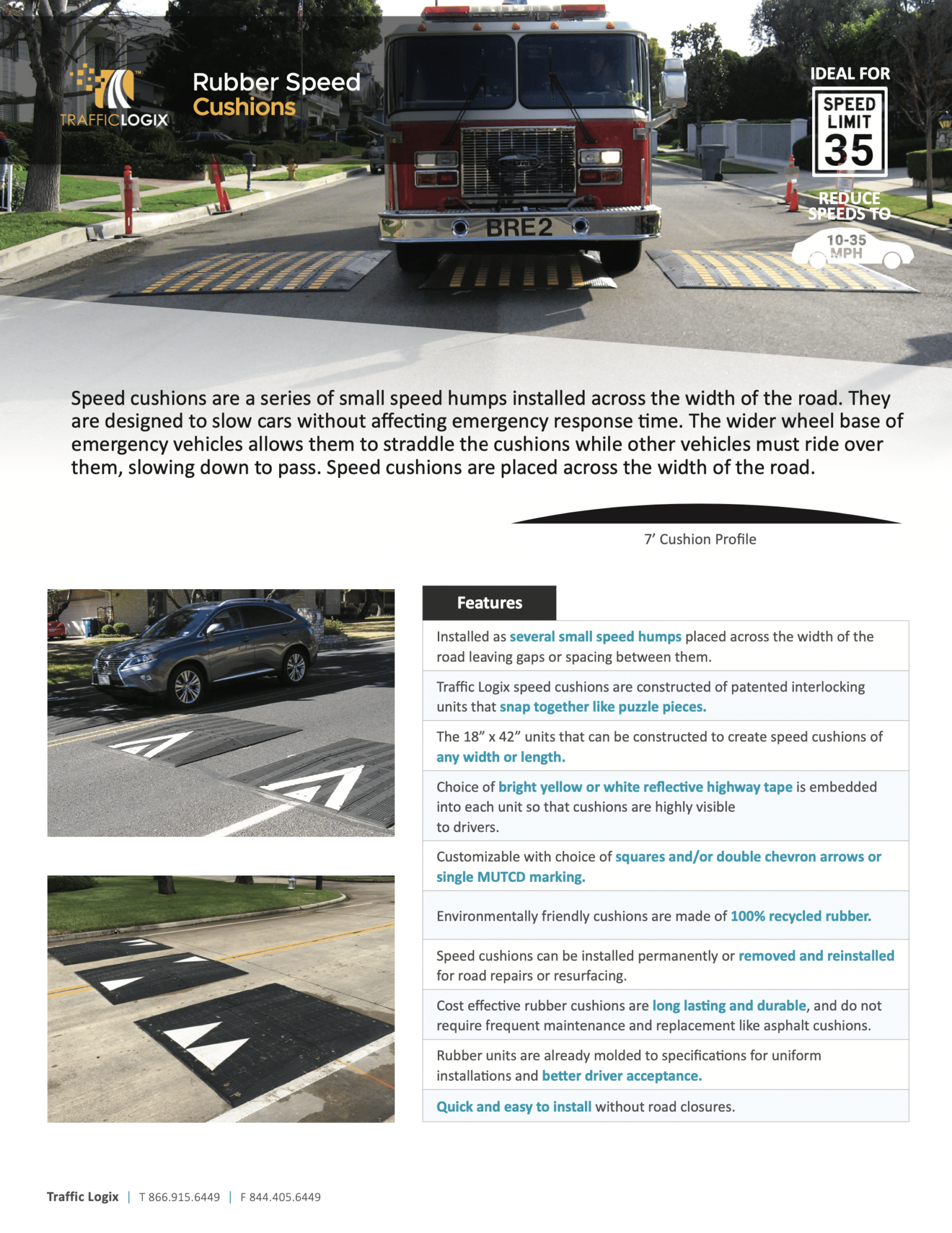 Rubber Speed Cushions | Reduce Vehicle Speeds | Traffic Logix