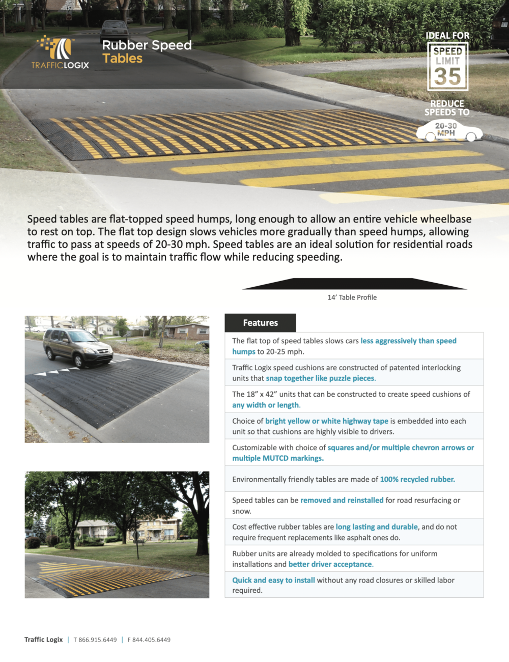 Rubber Speed Tables | Slow Vehicle Speeds | Traffic Logix